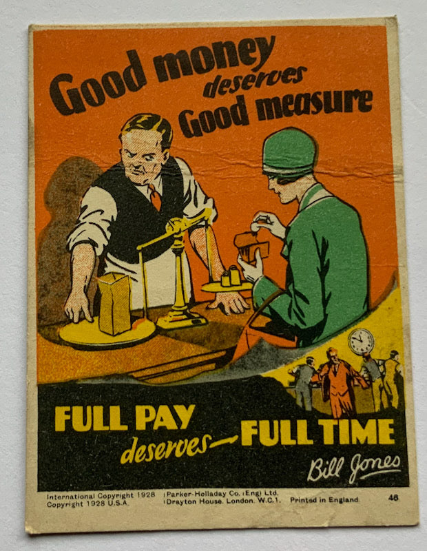 1928 Propaganda card by Parker Halladay USA Good money deserves good m ...